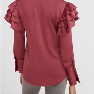 Express | Tops | Express Button Down Shirt With Ruffles | Poshmark